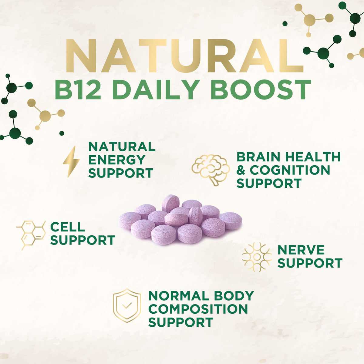 Vitamin B12 support for healthy metabolism