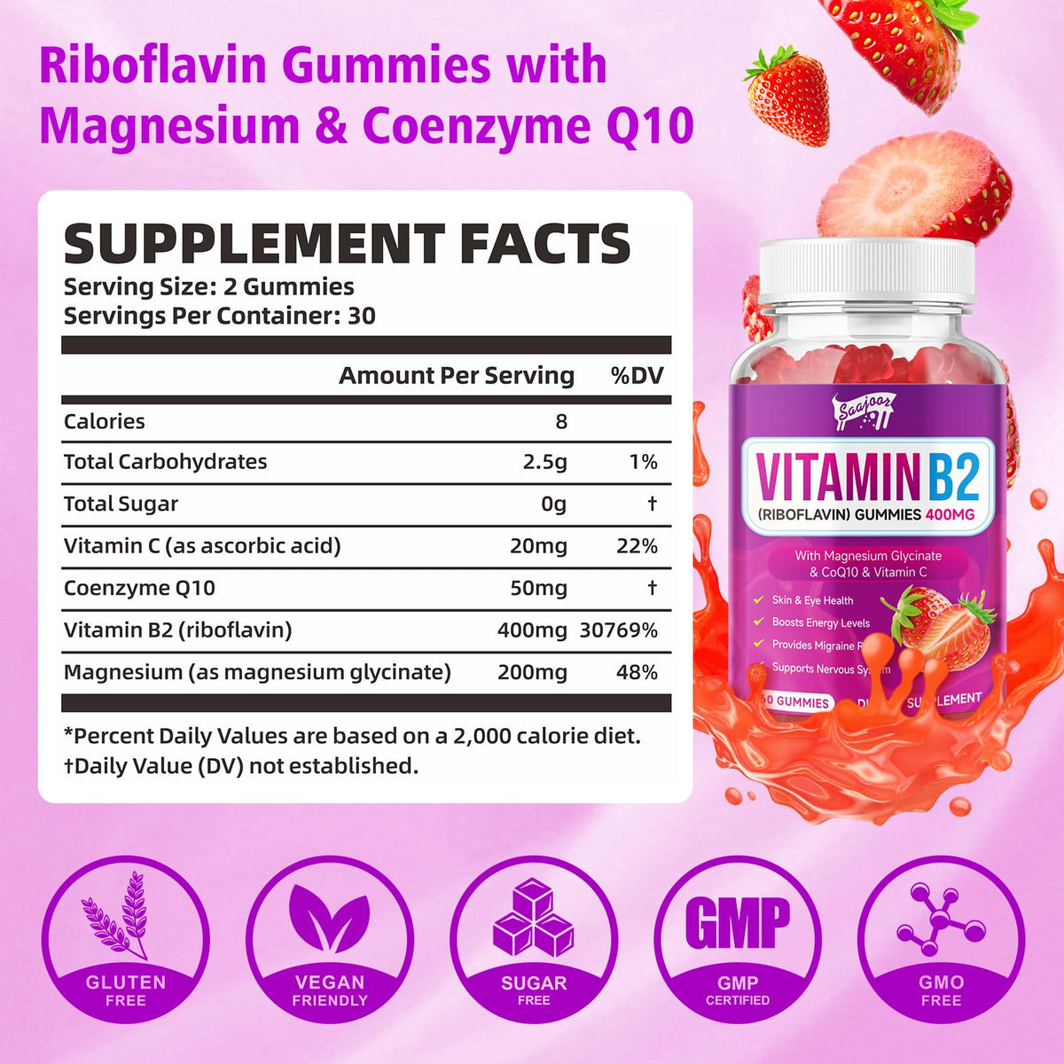 Vitamin B2 400 mg gummy supplements