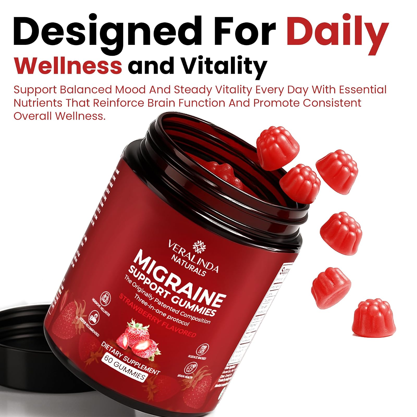 Vitamin B2 gummies for headache support