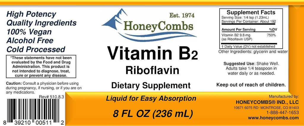 Vitamin B2 liquid supplement for wellness