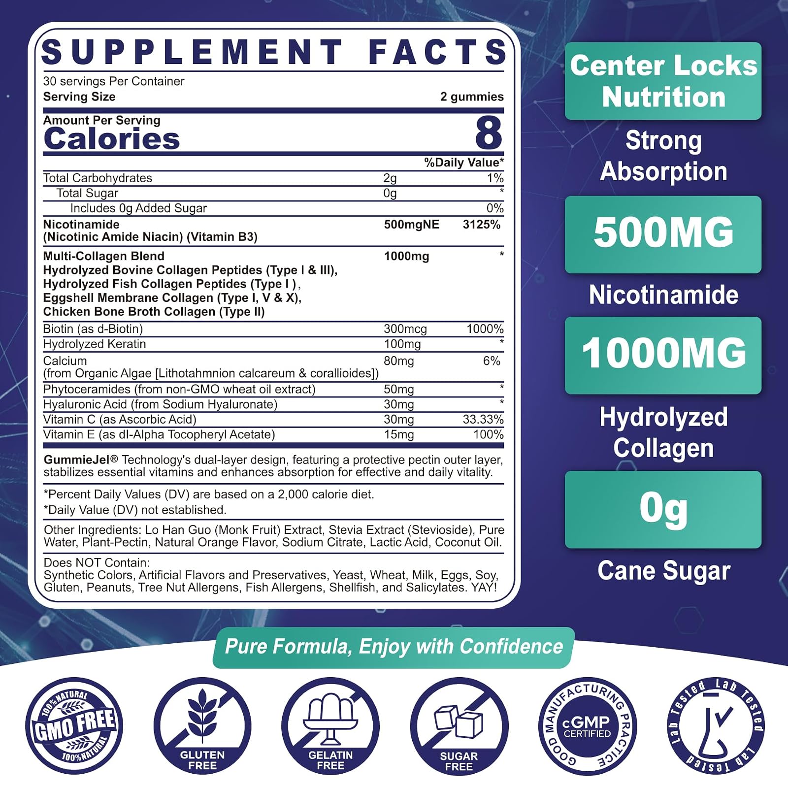 Vitamin B3 gummies for skin health