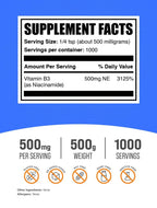 Vitamin B3 niacinamide powder for energy support