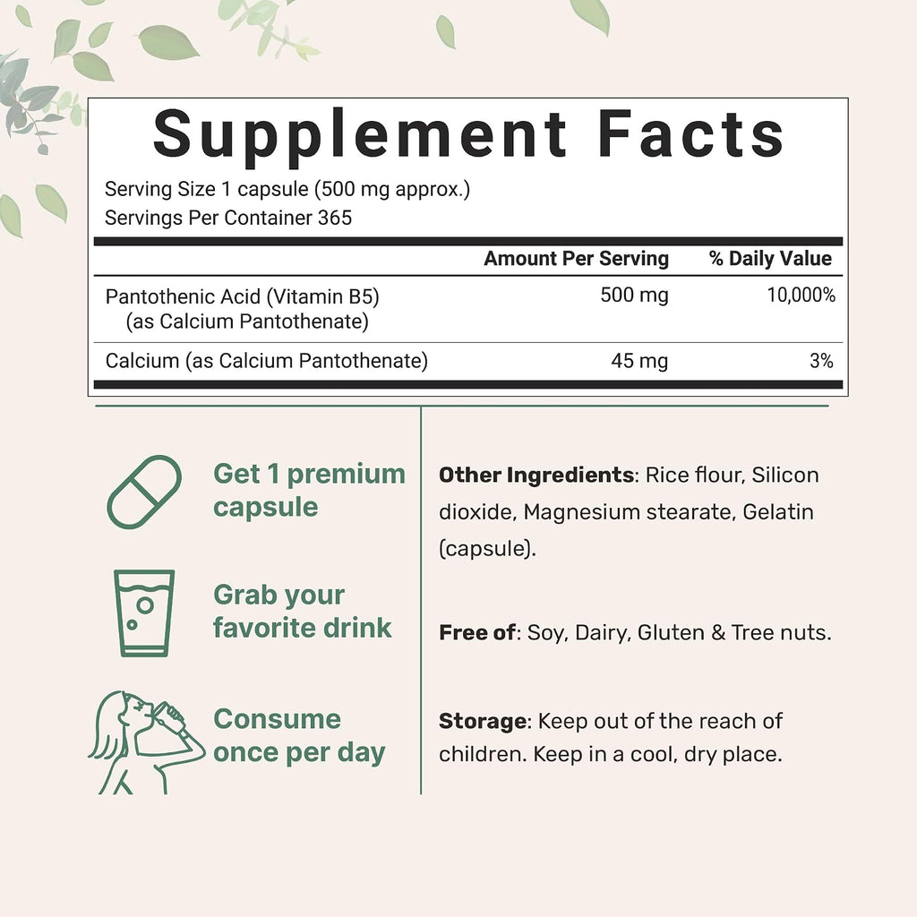 Vitamin B5 for energy metabolism