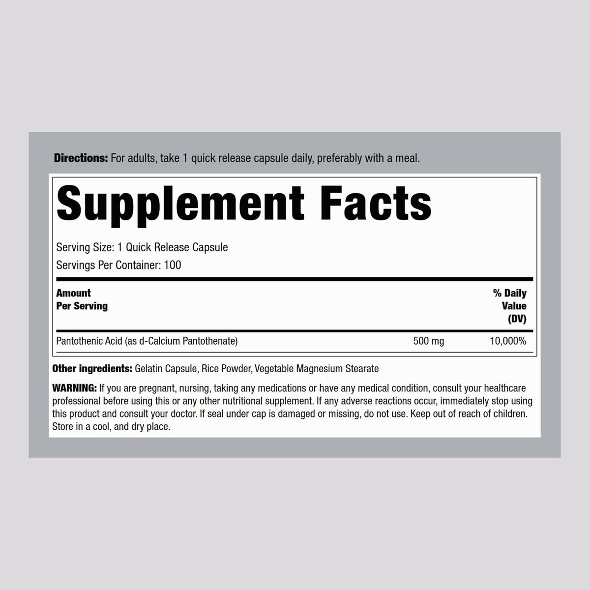 Vitamin B5 for energy support