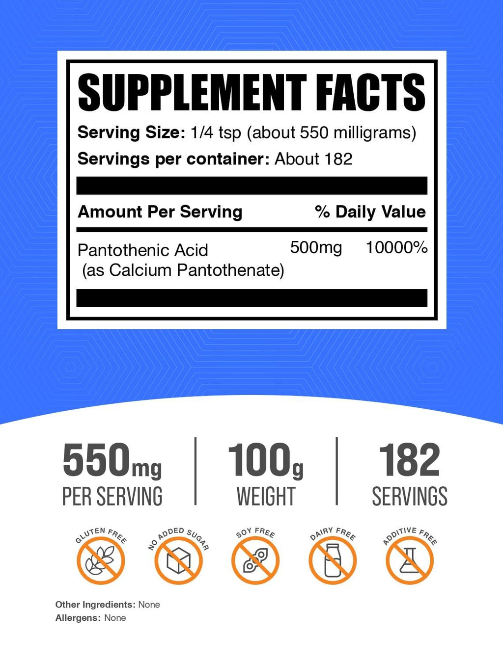 Vitamin B5 powder for energy support