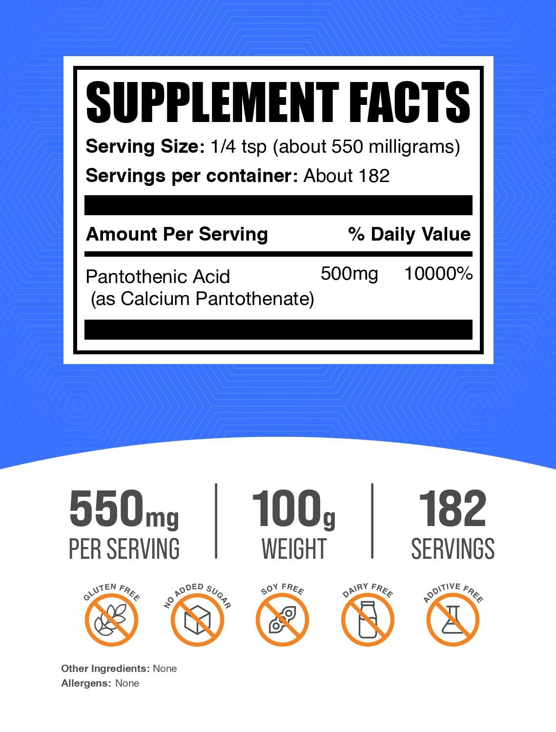 Vitamin B5 powder for energy support