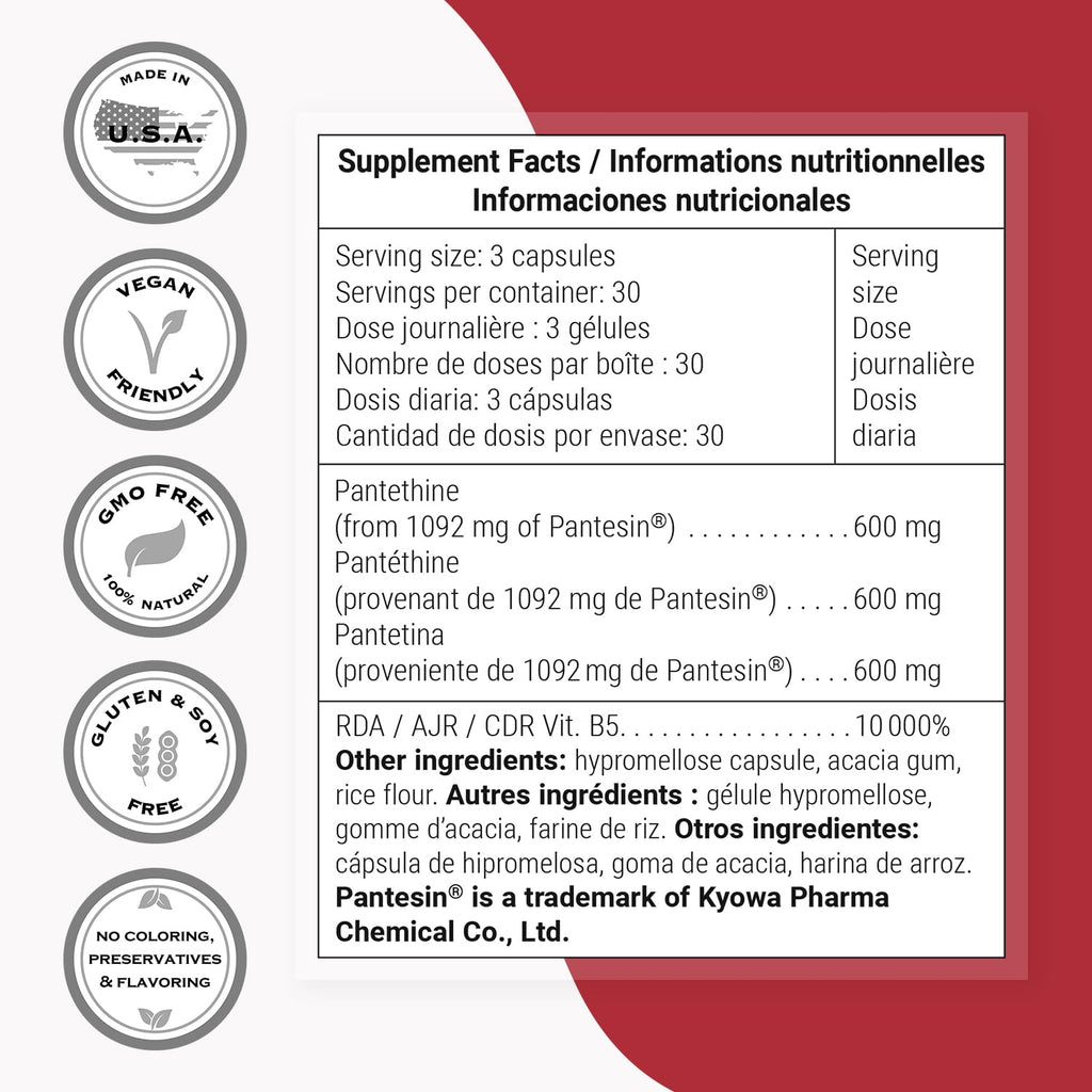 Vitamin B5 supplement for metabolism