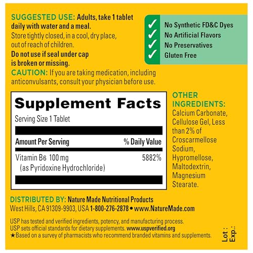 Vitamin B6 100 mg for stress relief