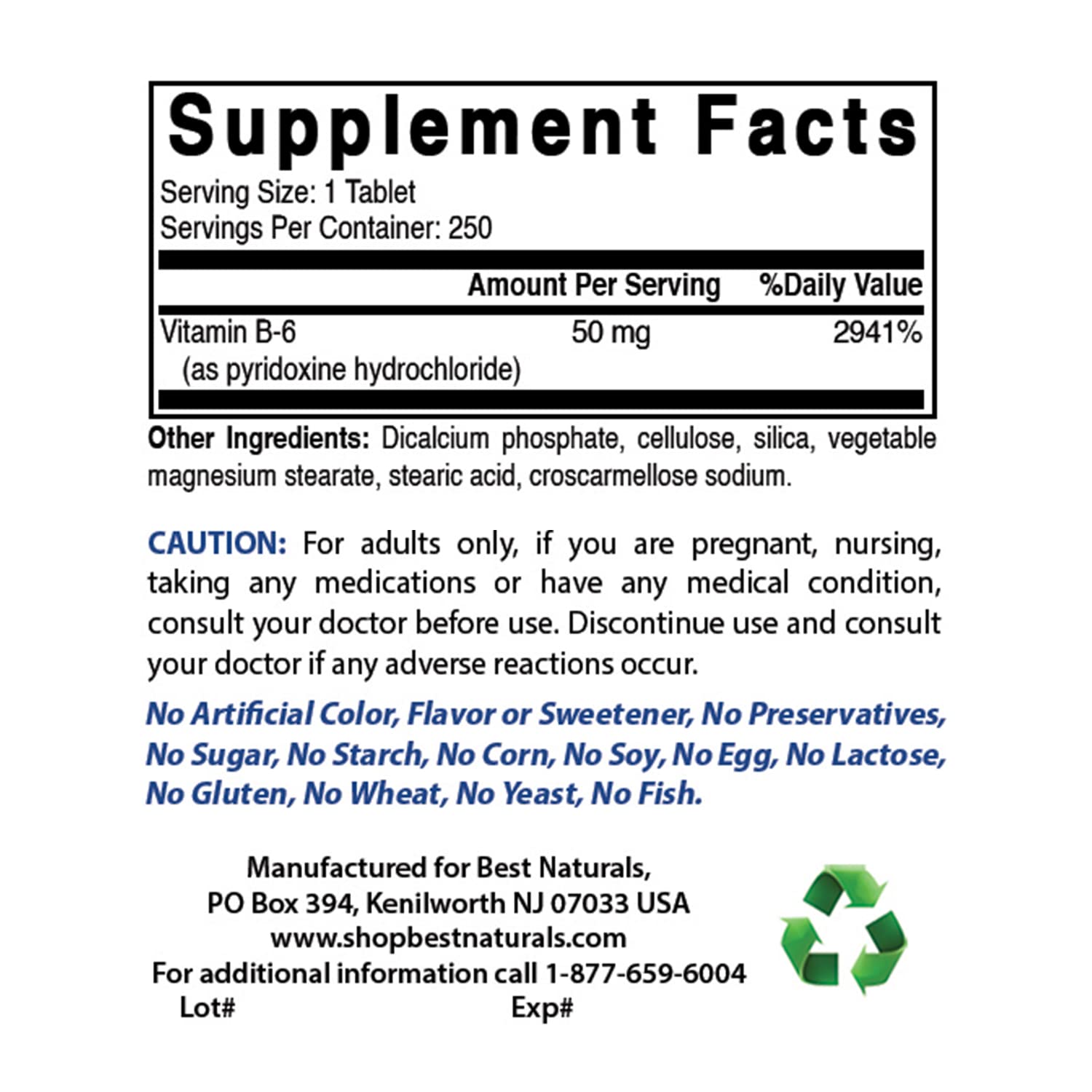 Vitamin B6 50 mg for energy