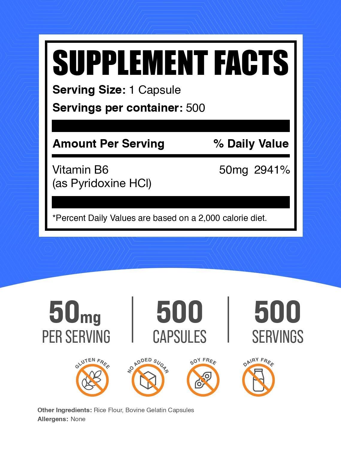 Vitamin B6 50 mg for mood support