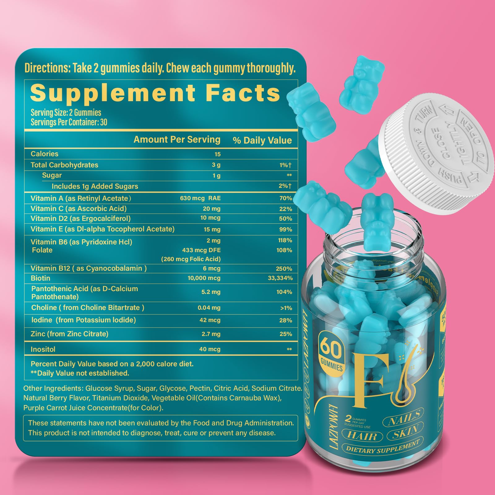 Vitamin B7 gummies for healthy skin