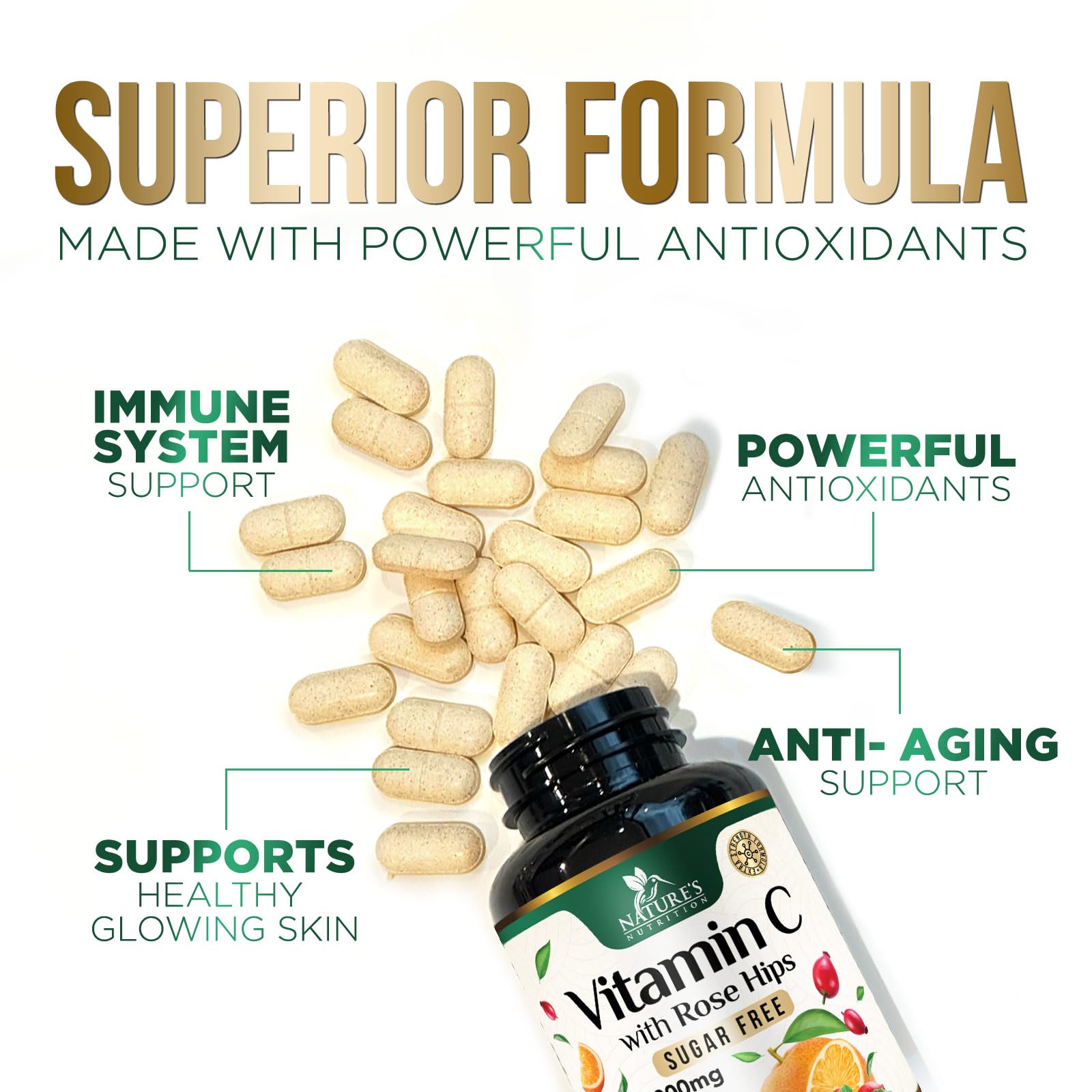 vitamin C 1000mg supports skin health