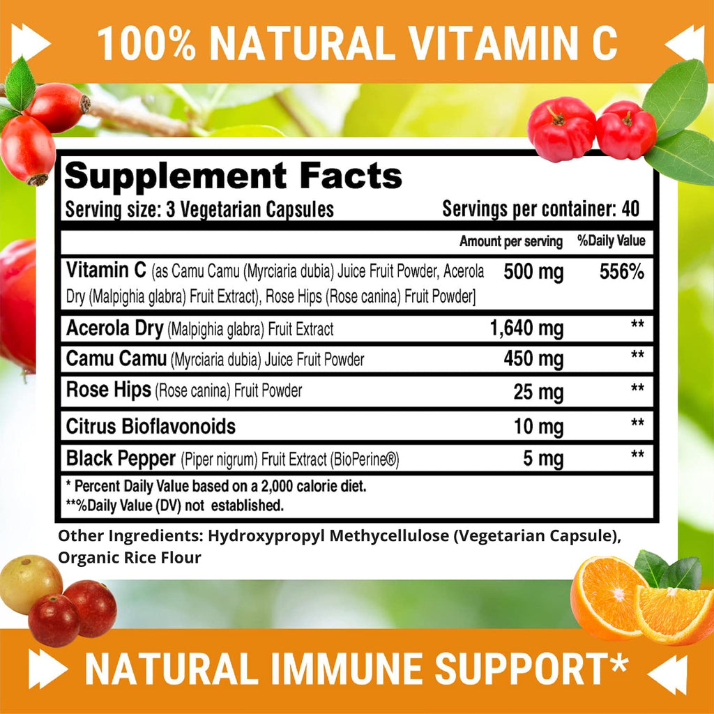 Vitamin C 120 capsules for daily health