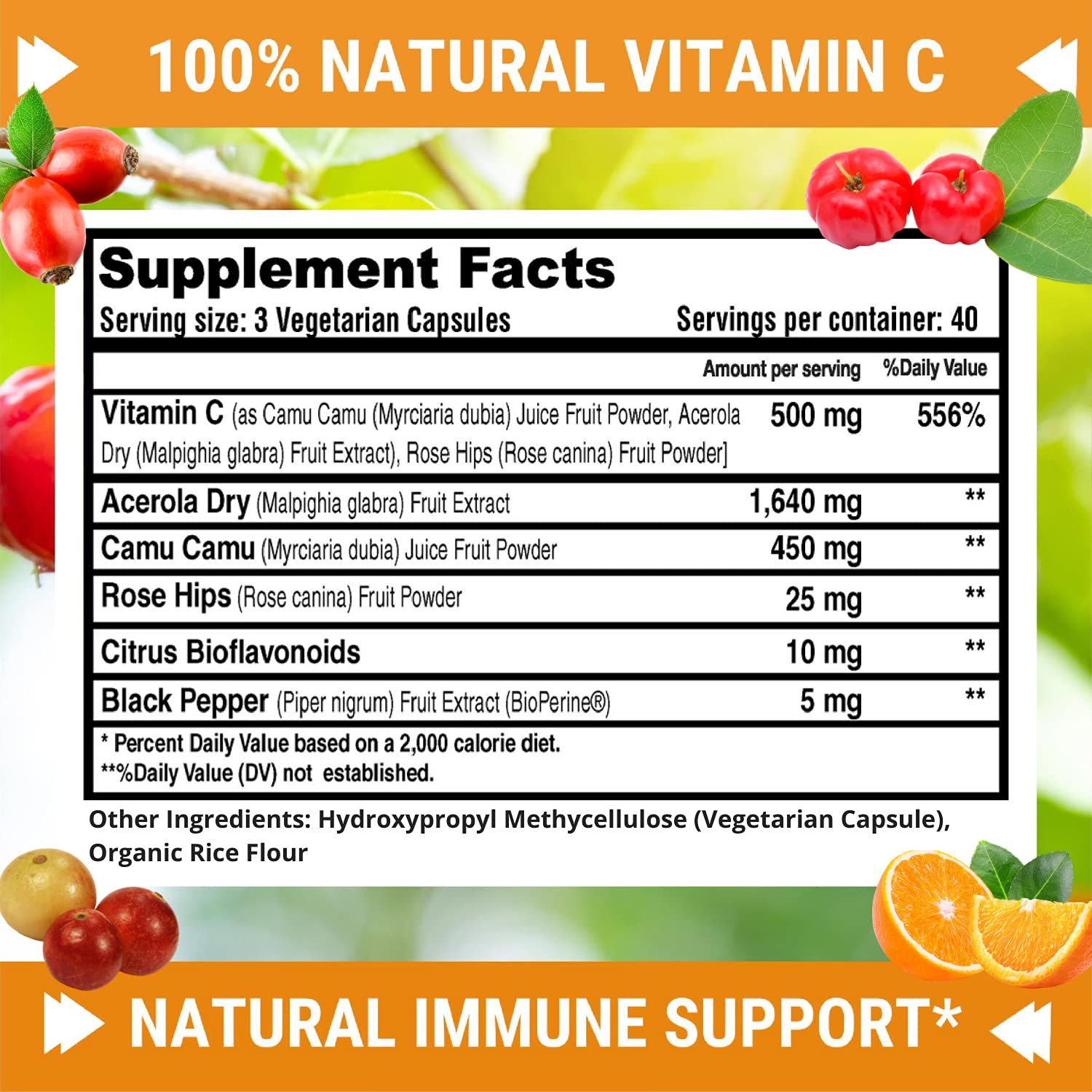 Vitamin C 120 capsules for daily health