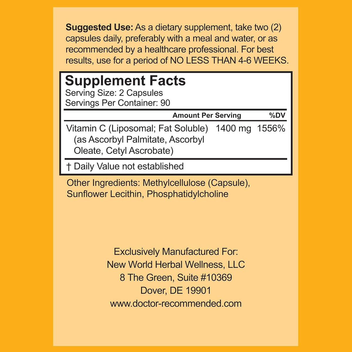 vitamin c 1400 mg veggie capsules