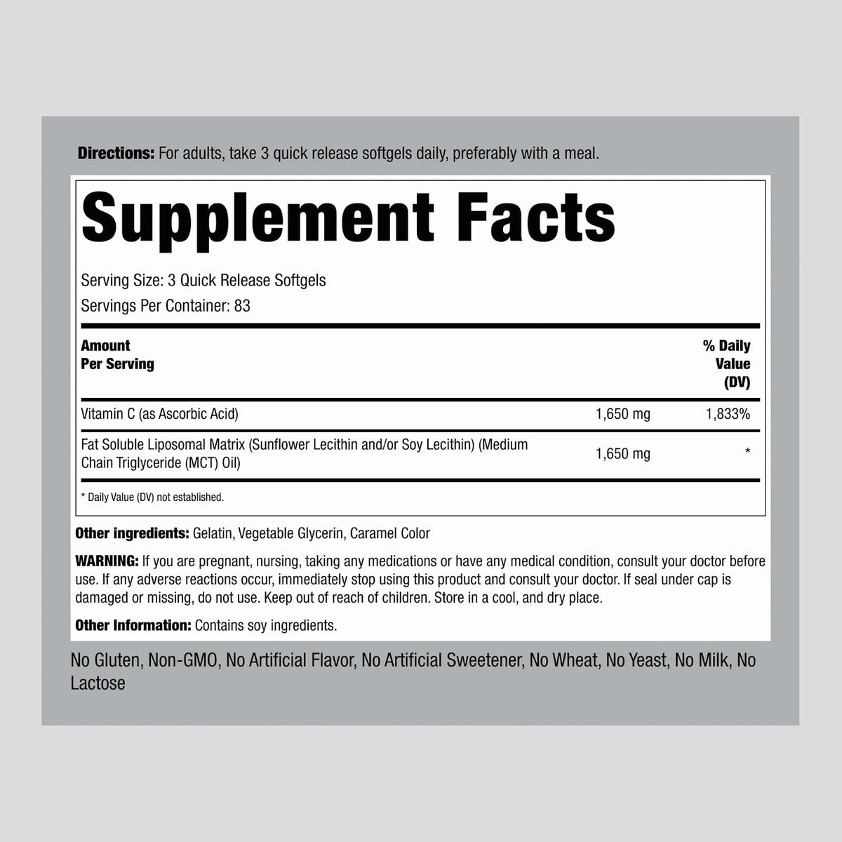 vitamin c 1650 mg softgel capsules