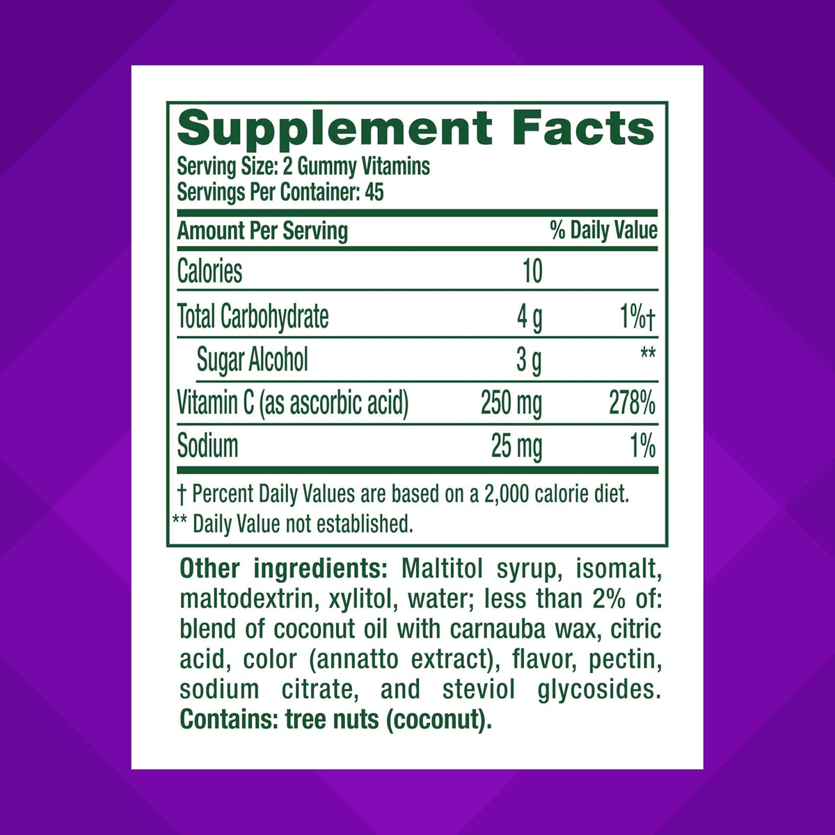 vitamin c 250 mg daily supplement