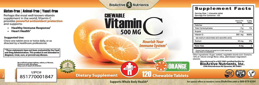 Vitamin C 500 mg immune support supplement