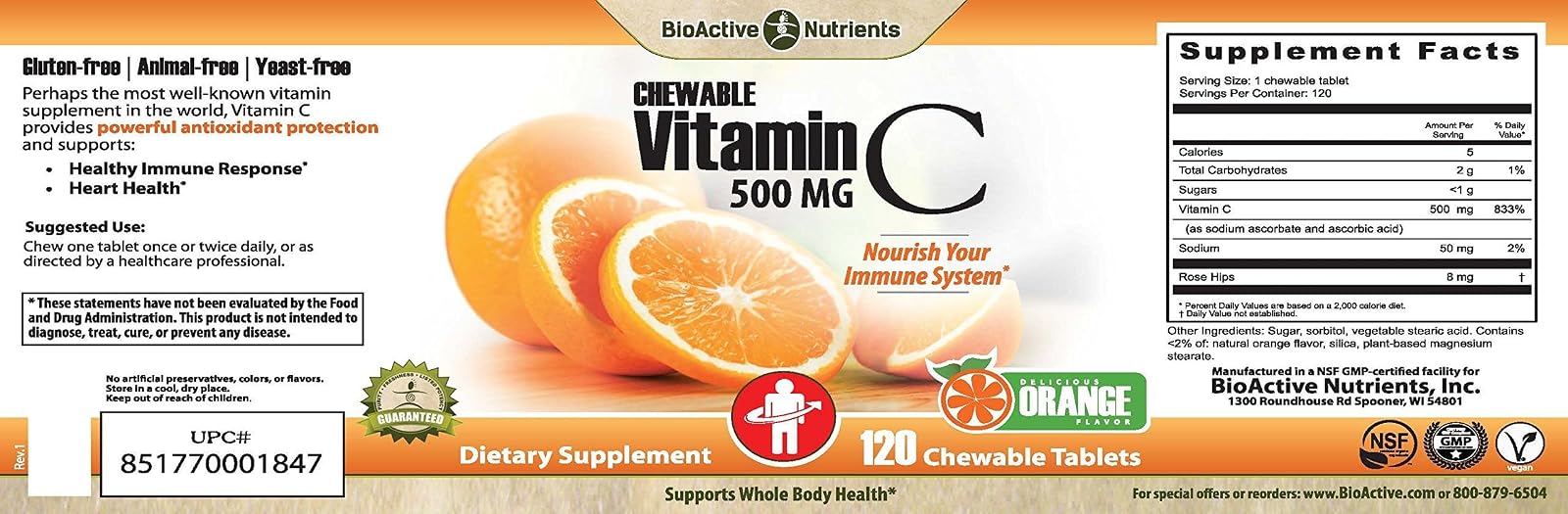 Vitamin C 500 mg immune support supplement