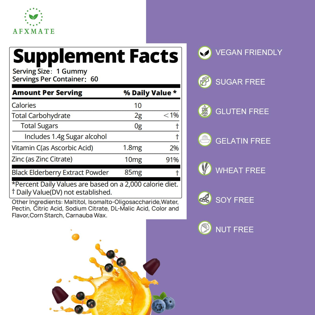 Vitamin C and zinc elderberry gummies