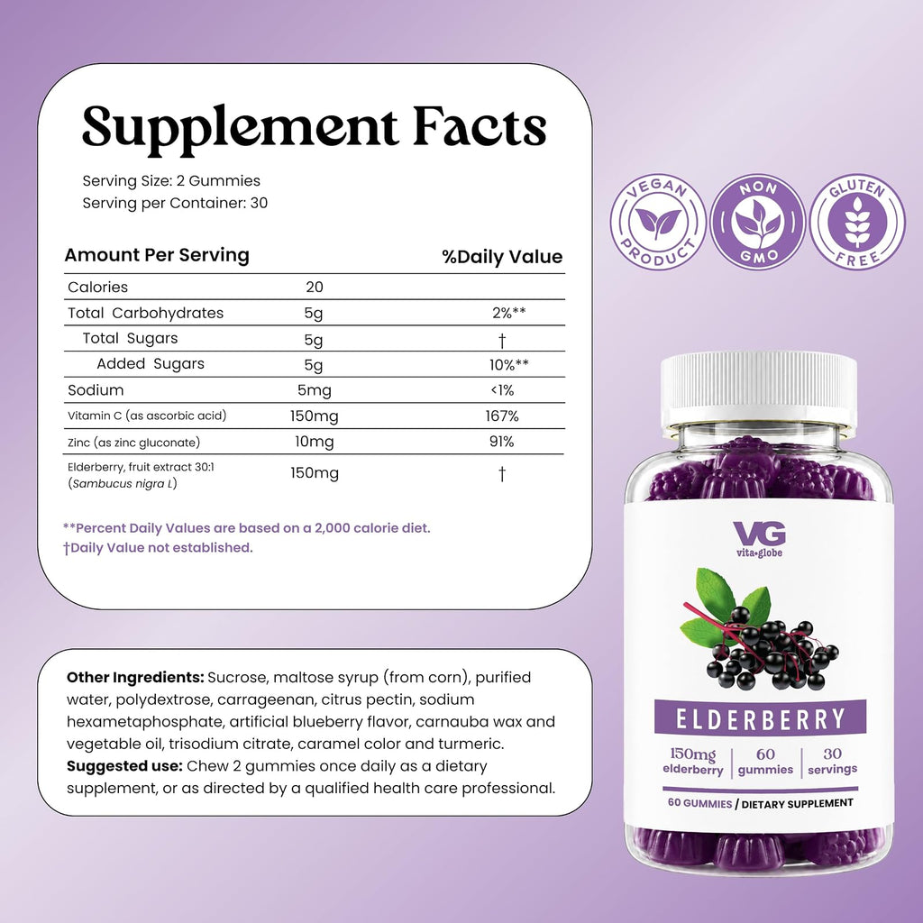 Vitamin C and zinc elderberry gummies