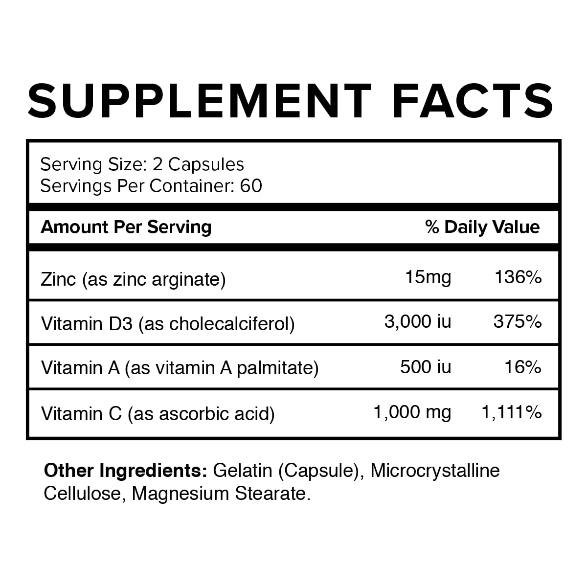 Vitamin C D3 A Zinc benefits
