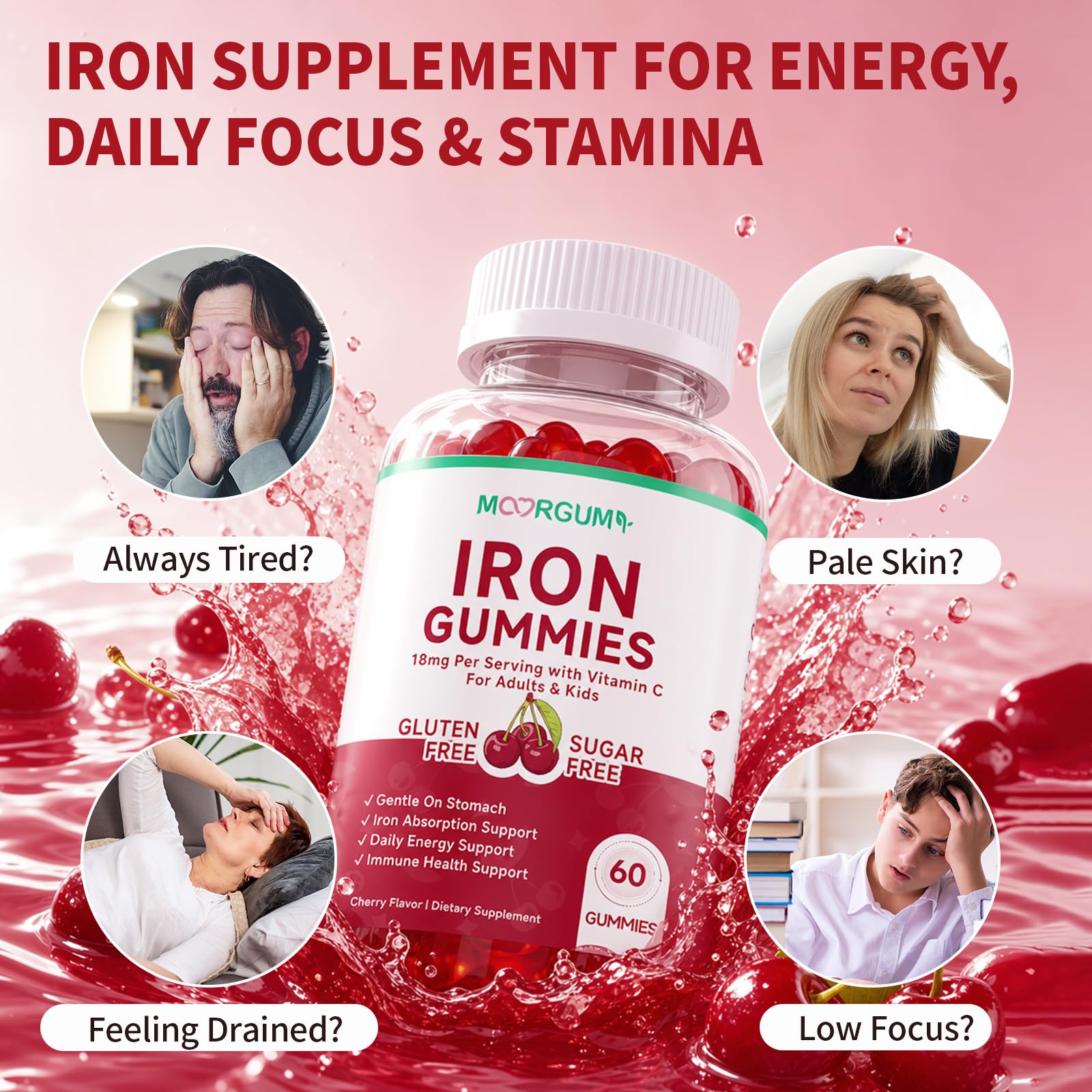 Vitamin C enriched iron gummies