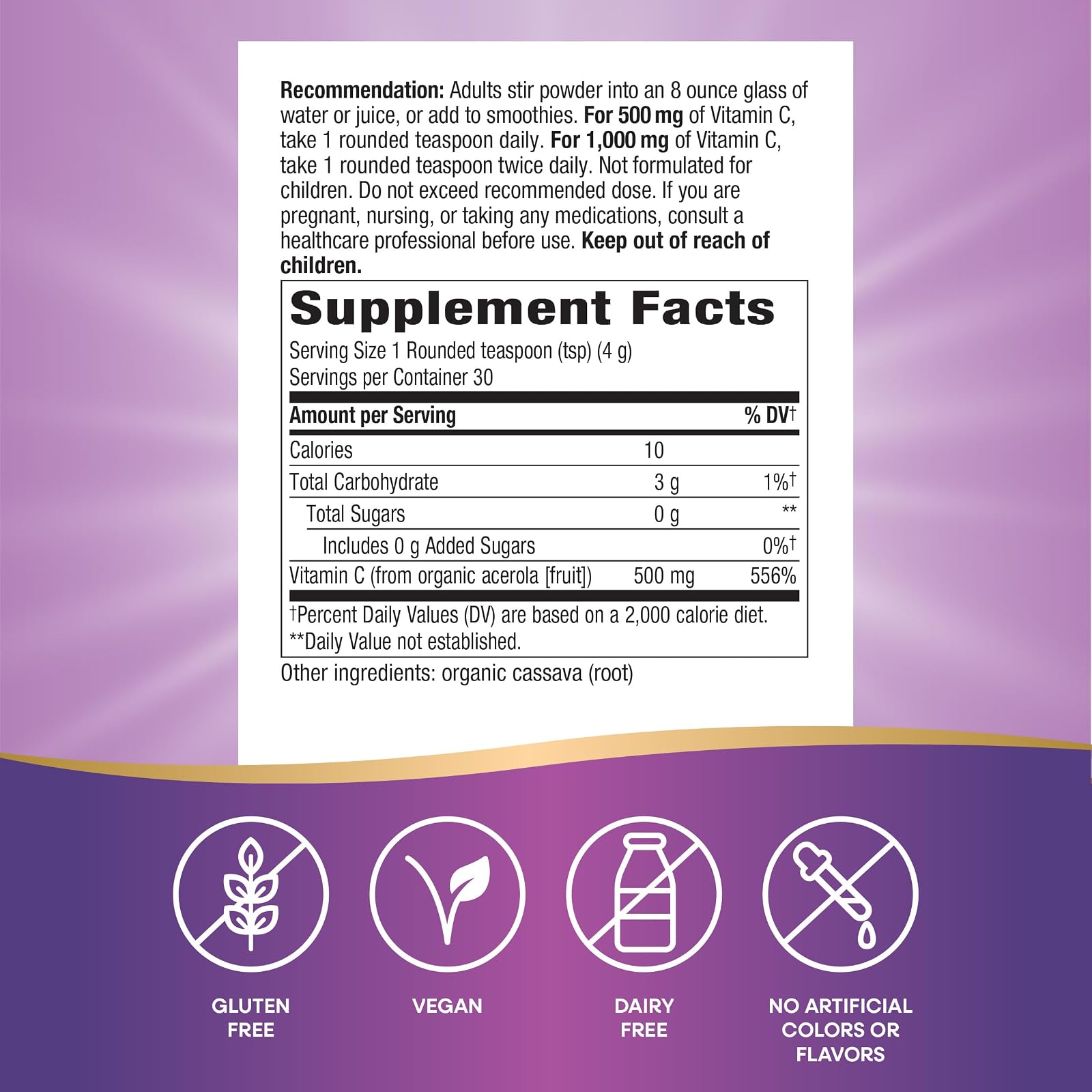 Vitamin C powder for enhanced absorption