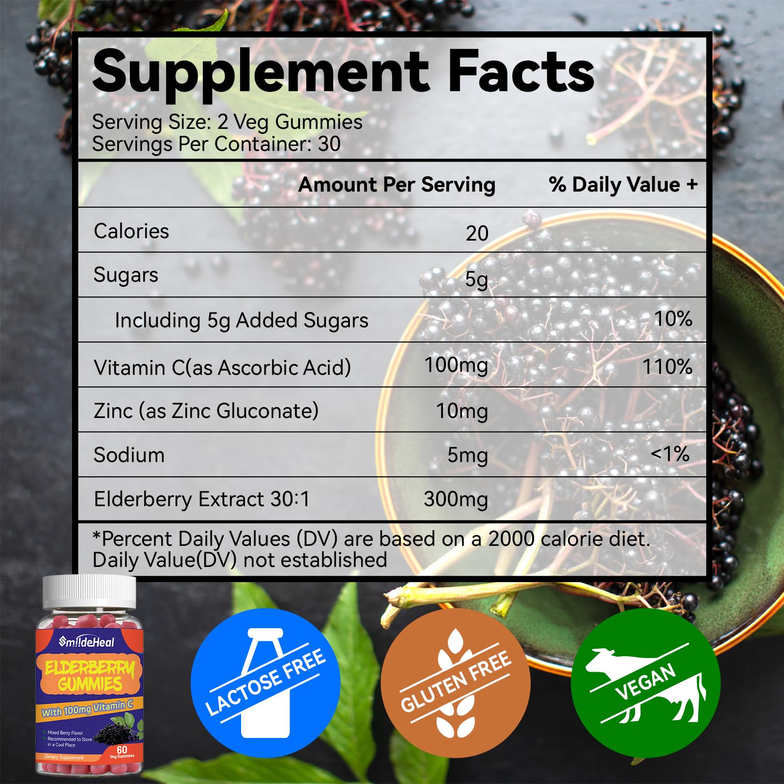 Vitamin C rich elderberry gummies