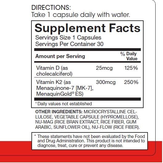 Vitamin D and K2 supplement benefits