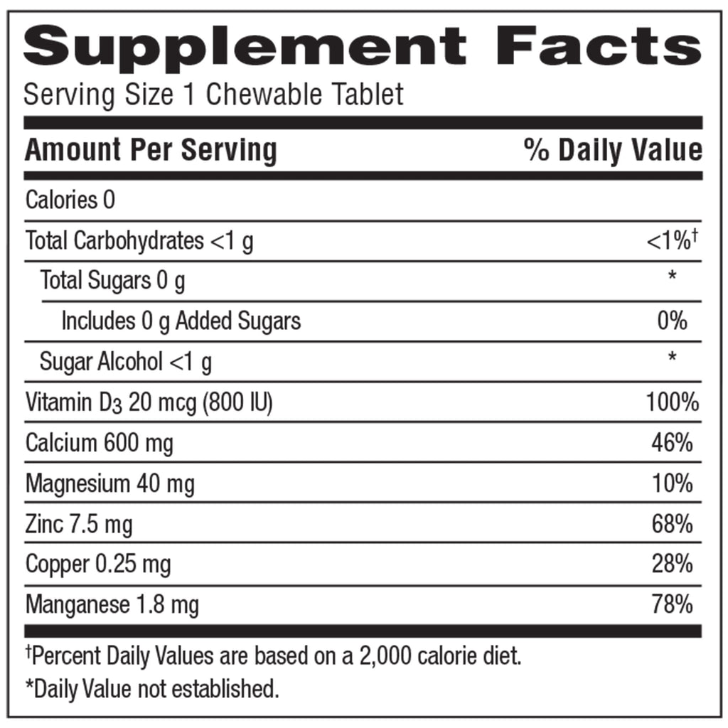Vitamin D enriched calcium chewables