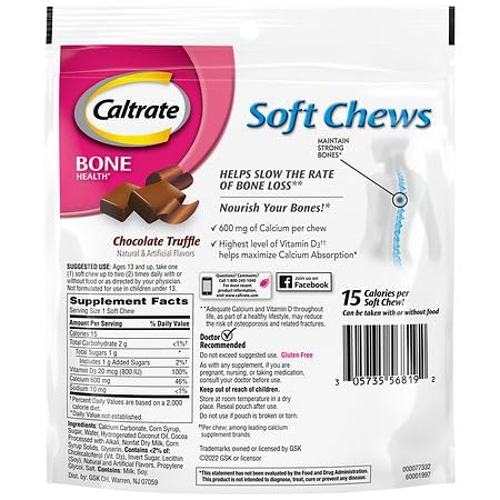 Vitamin D enriched calcium chews for health
