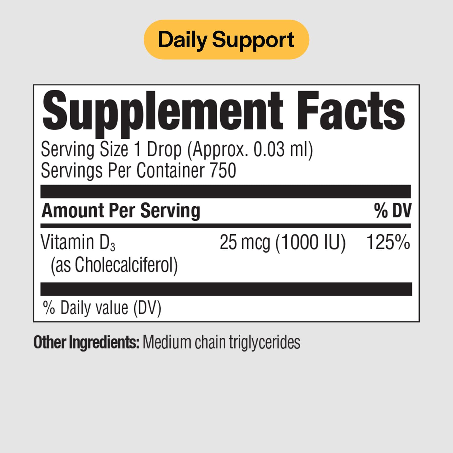 Vitamin D3 25 mcg for immune support