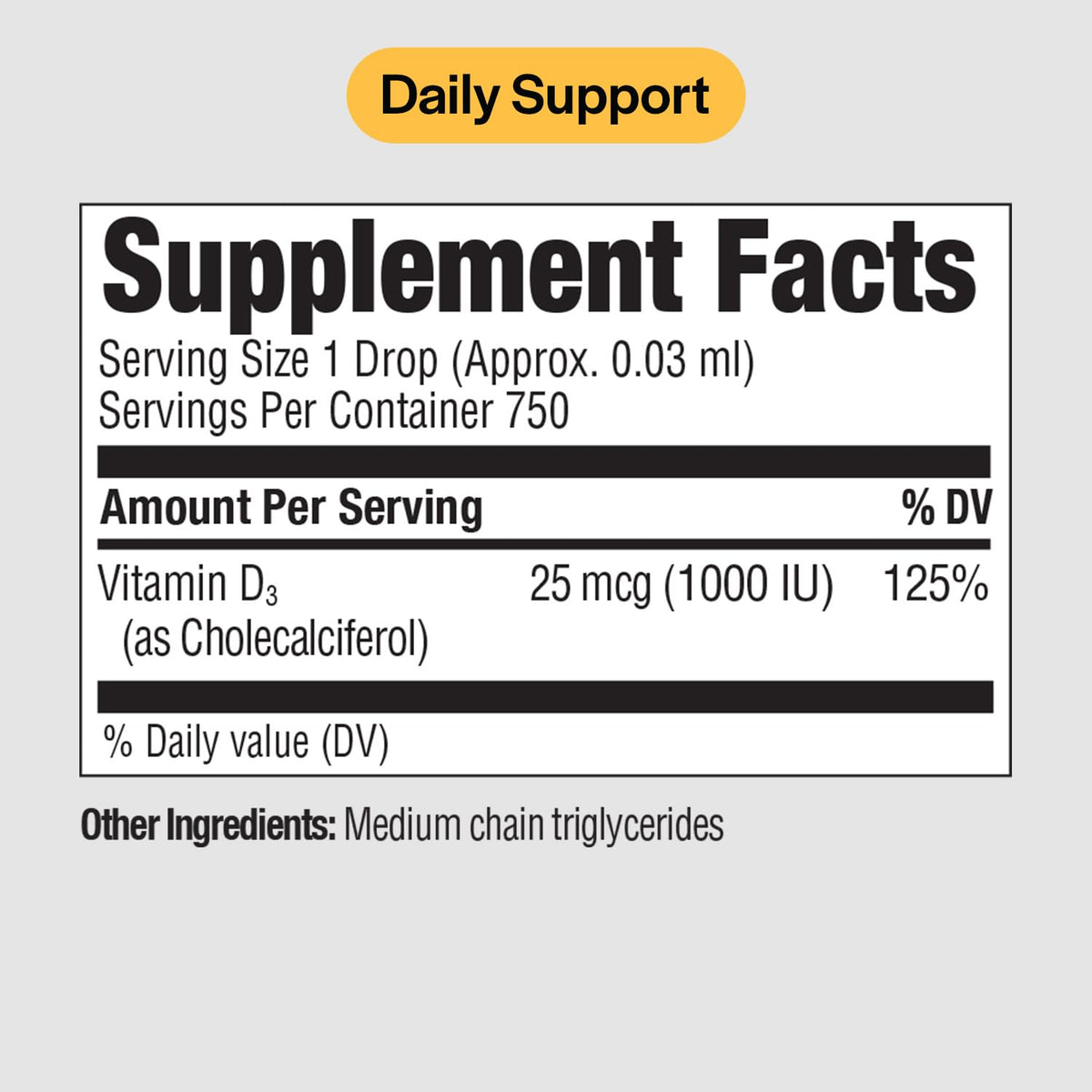 Vitamin D3 25 mcg for immune support