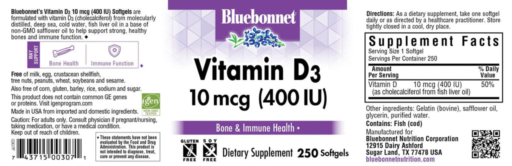 Vitamin D3 400 IU for immune support