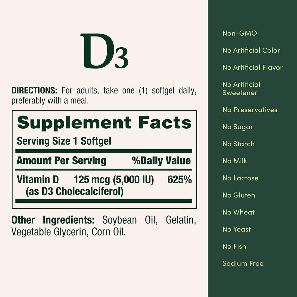 Vitamin D3 5000 IU for daily wellness