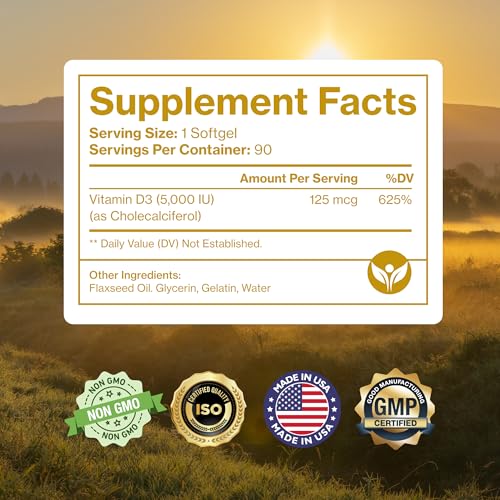 Vitamin D3 5000 IU for daily wellness