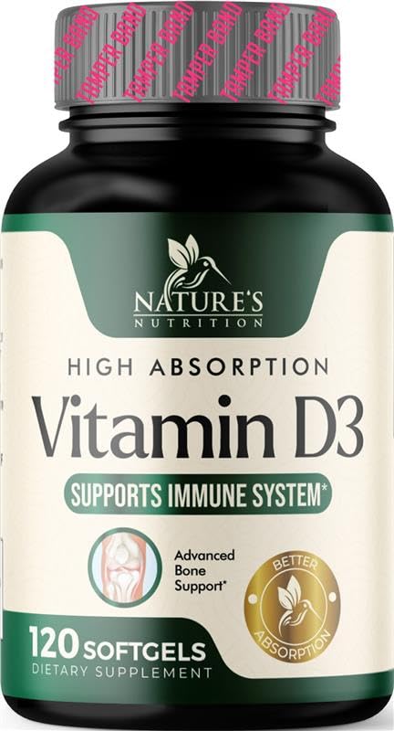 Vitamin D3 5000 IU softgels for immune support
