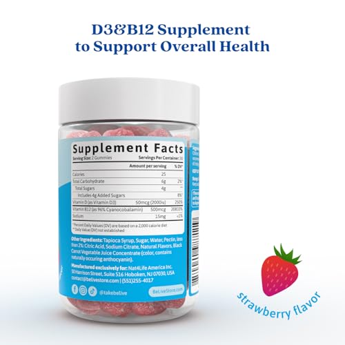 Vitamin D3 and B12 gummies for energy