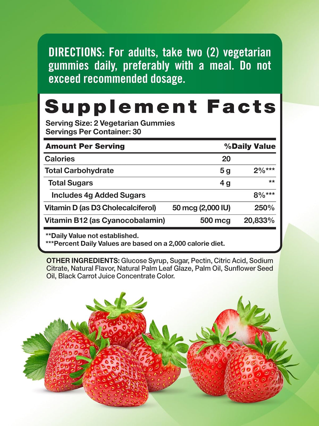 Vitamin D3 and B12 gummy supplements