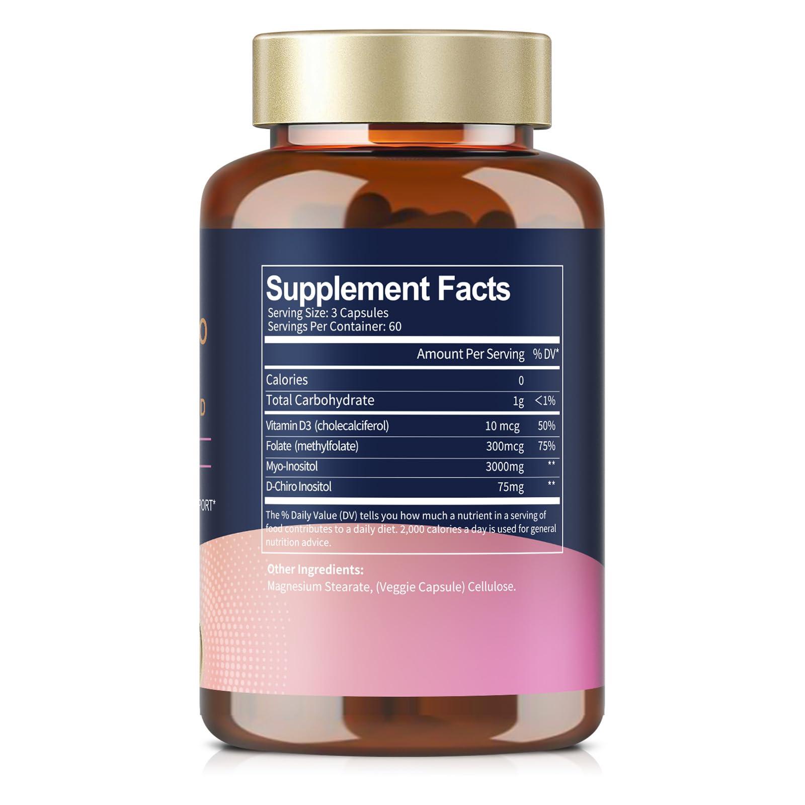 Vitamin D3 and folate inositol supplement