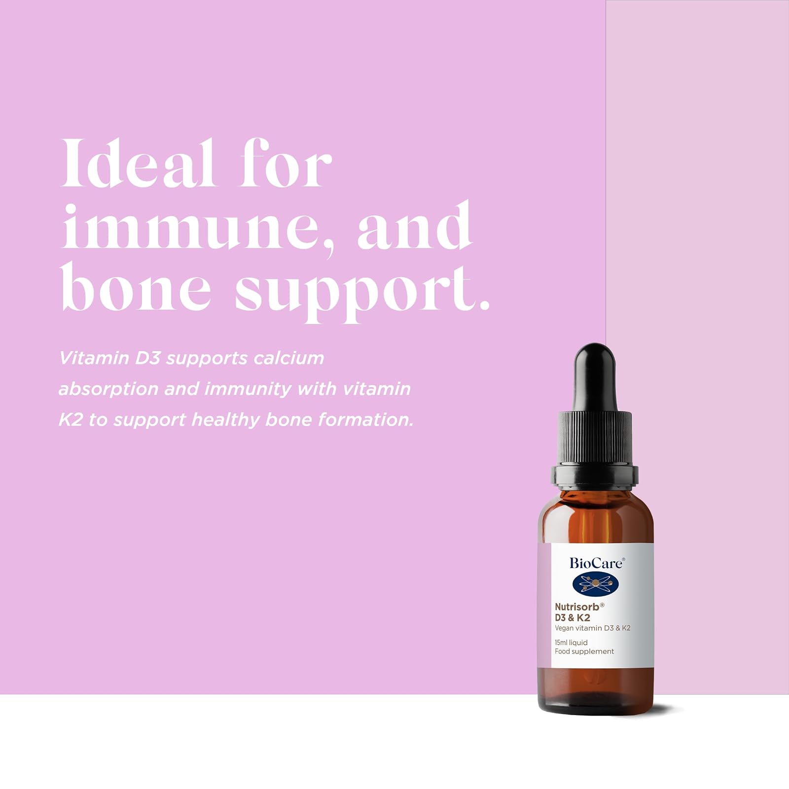Vitamin D3 and K2 for immune support