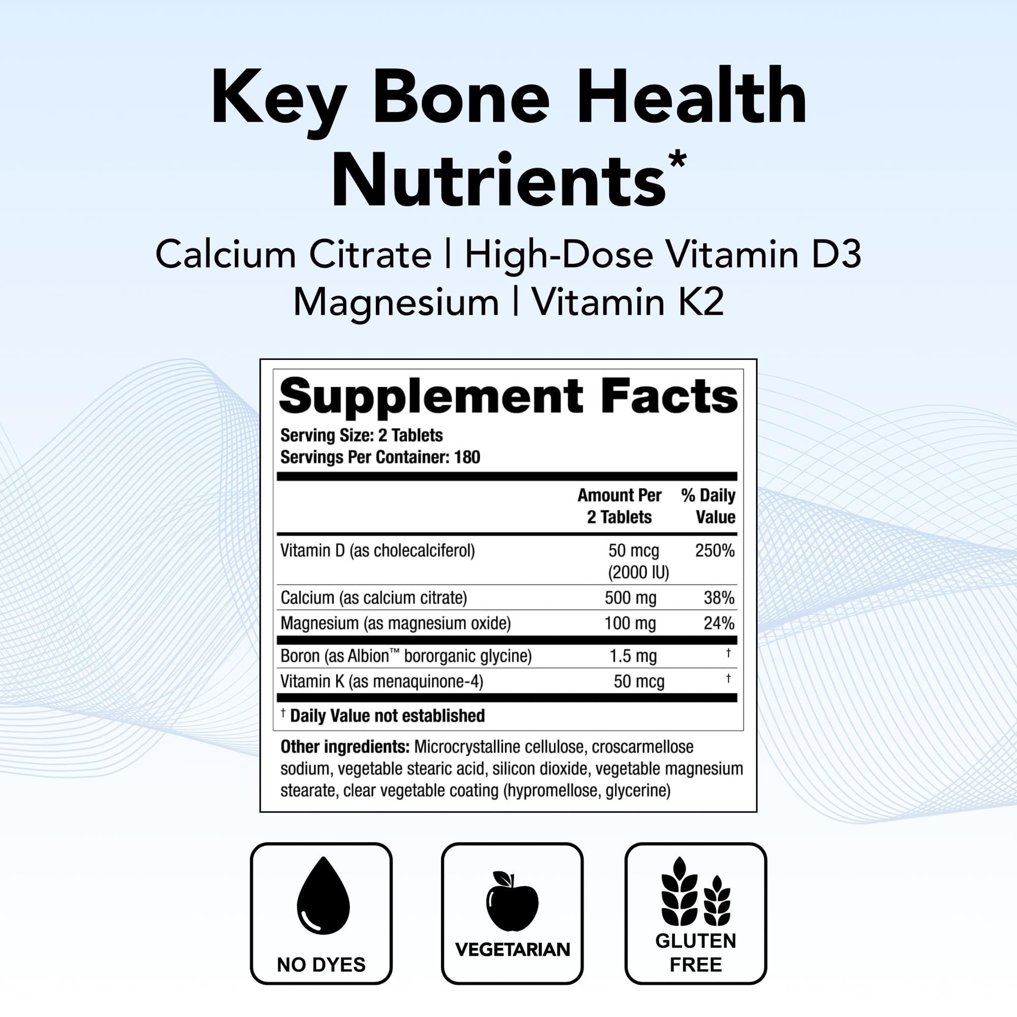Vitamin D3 and K2 for strong bones