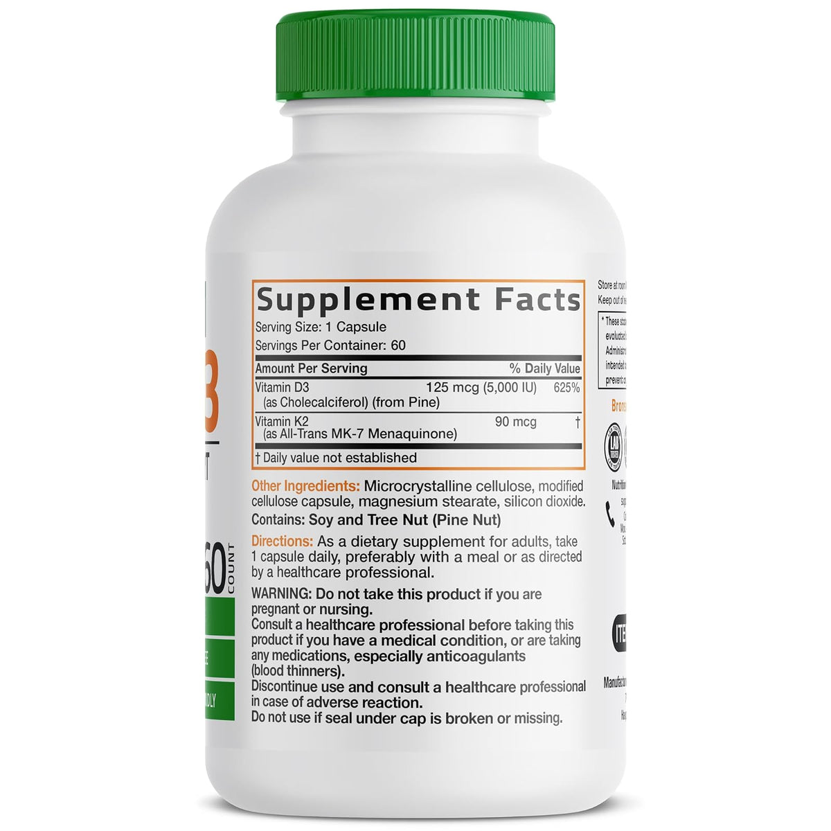 Vitamin D3 and K2 immune support