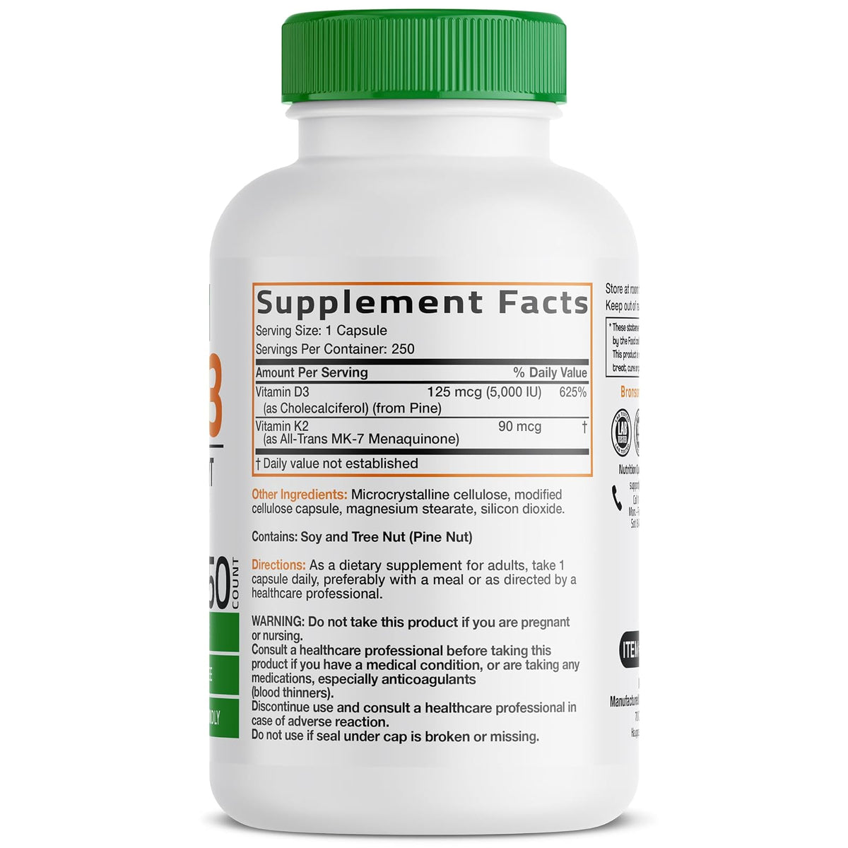 Vitamin D3 and K2 immune support