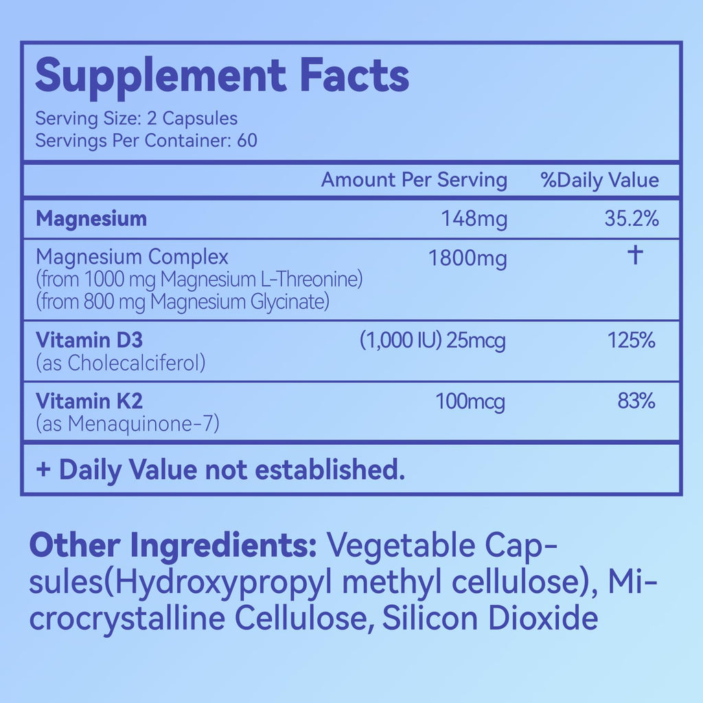 Vitamin D3 and K2 magnesium capsules