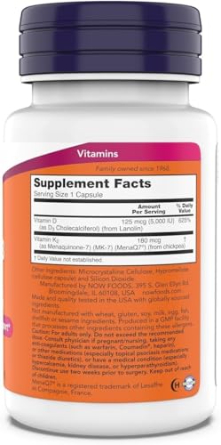 Vitamin D3 and K2 supplement benefits