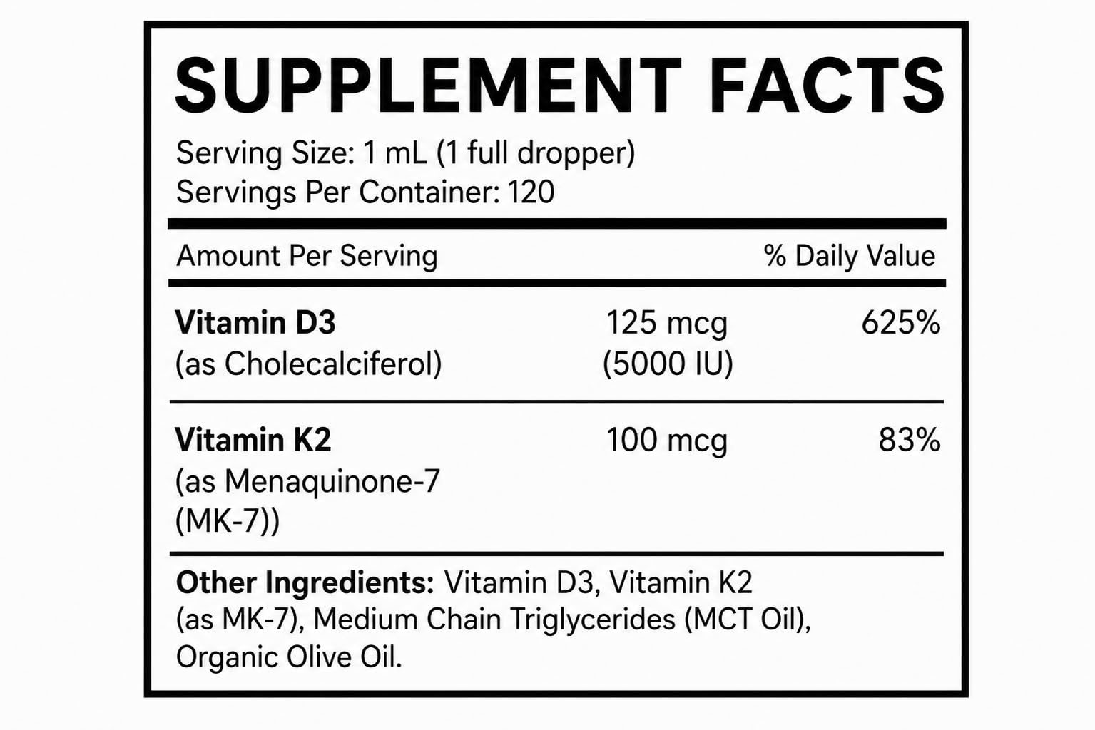 Vitamin D3 drops for bone health