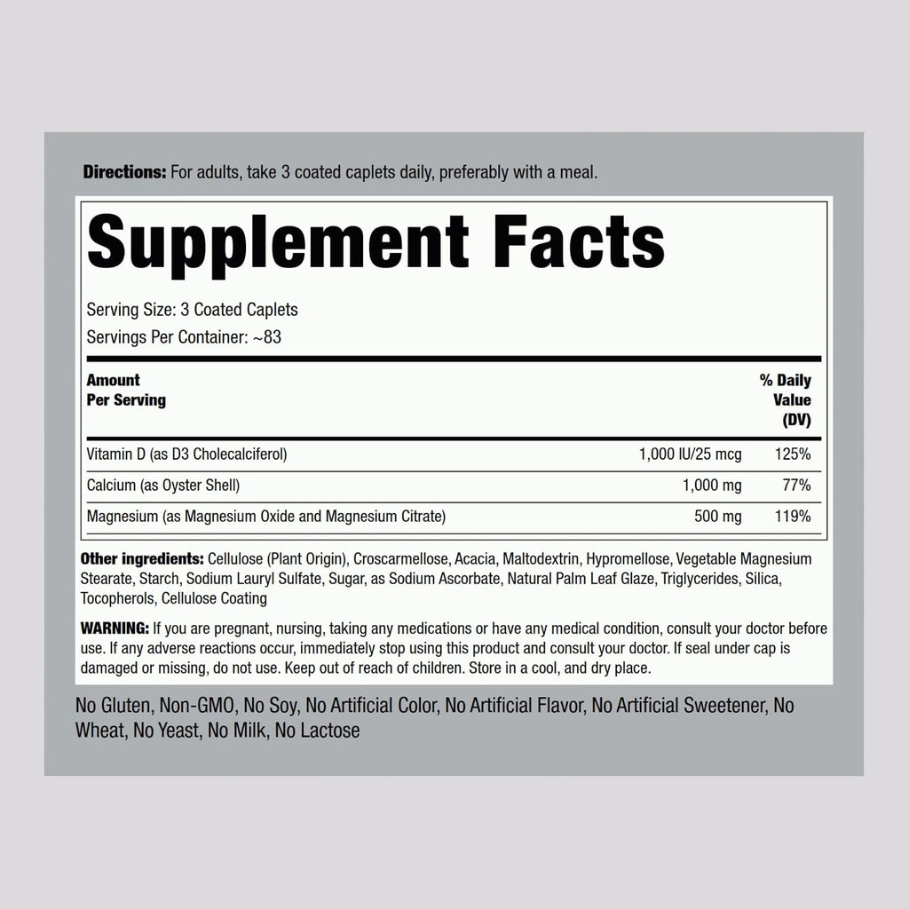 Vitamin D3 enriched calcium caplets