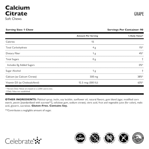 Vitamin D3 enriched calcium chews for health
